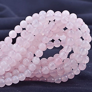 100Pcs Natural Crystal Beads Stone Gemstone Round Loose Energy Healing Beads with Free Crystal Stretch Cord for Jewelry Making (Rose Quartz, 8MM)