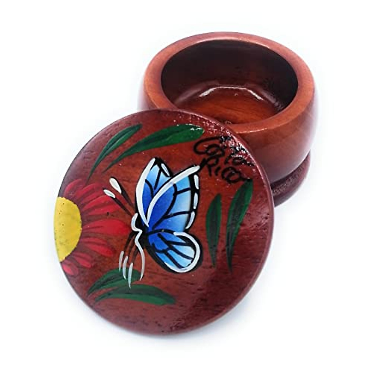 Kal Crafts - Wooden Jewelry Box - Handpainted Decor - Set of 1 Authentic Costarican Rainforest Jewelry Box - Artisanal - Storage Case for Earrings, Necklace and Rings (Butterfly)