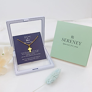 Sereney Gold Cross Necklace as Easter Basket Stuffers for Teens Boys, Cross Necklace for Boys Stainless Steel Cross Necklace as Baptism 1st Communion Gifts for Boys Easter Gifts