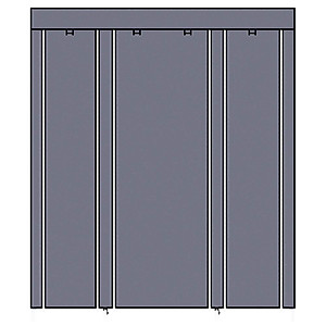 59" SP512 Portable Closet Organizer Non-Woven Fabric Clothes Wardrobe Closet Shelves,Quick and Easy to Assemble (Grey)