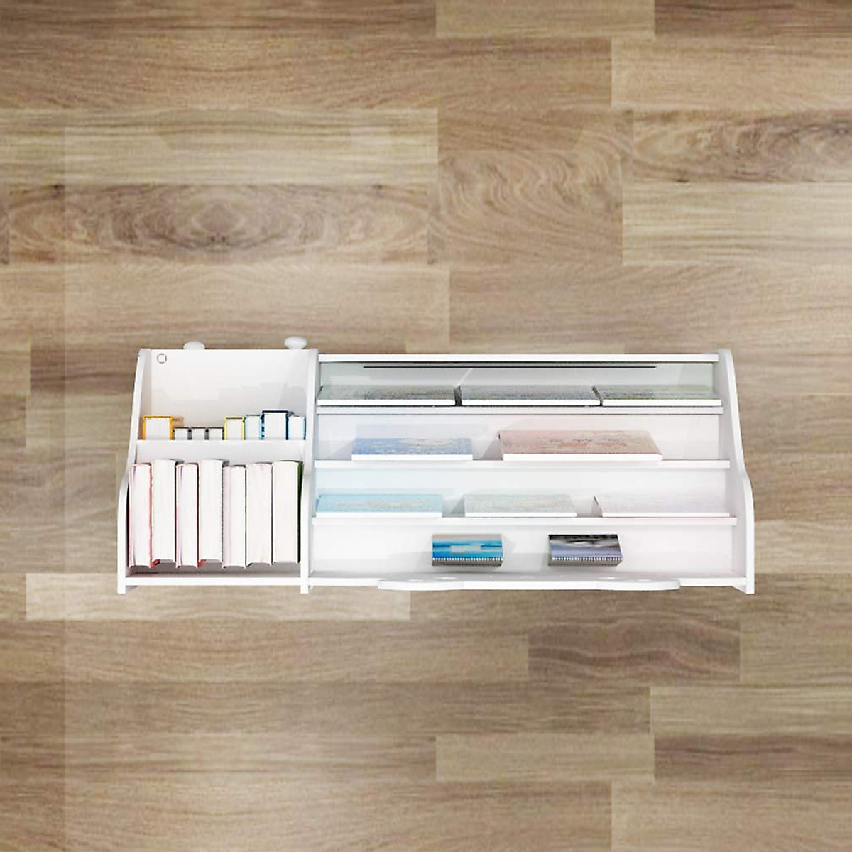 Intexca & Design Childrens Kids Cartoon Engraved Bookshelf MultiLayer Organizer Shelf with Storage Rack Cabinets White