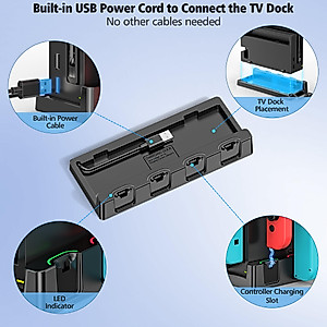 Switch Charging Dock Station with Charging Cable for Nintendo & Switch OLED Game Console, Joycon Charging Dock for Nintendo Switch, Must Have Switch Controller Joycon Charger Accessories for Gamer