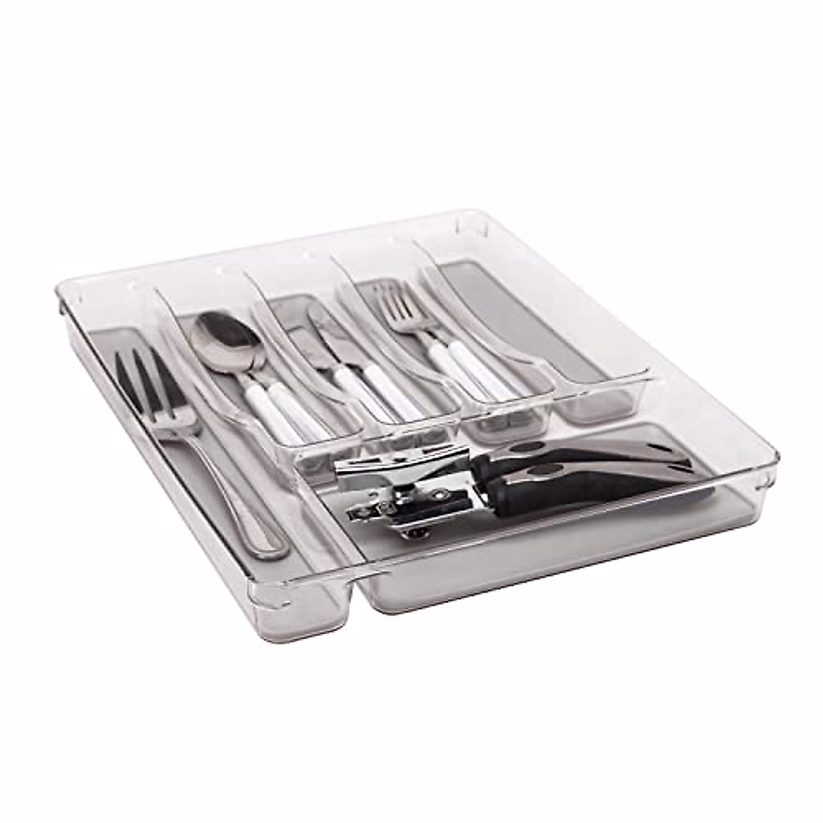 Kitchen Details 6 Compartment X-Large Cutlery Tray, Clear