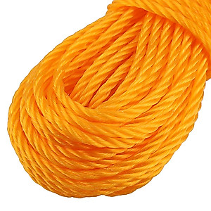 Nylon Clothesline Rope, 20m Windproof Clothes Drying Rope Portable Laundry Line Hanger Rope for Indoor Outdoor Garden Travel Camping Home Hotel(Orange)