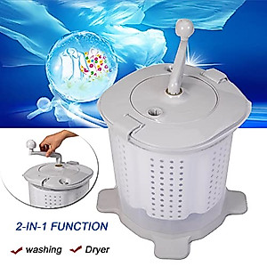 WEBTB Manual Non-Electric Portable Clothes Washer Mini Hand Crank Washing Machine Dehydrator Hand Powered Washing Machine Manual Clothes Washer The Laundry Alternative for Dormitory Camping RV
