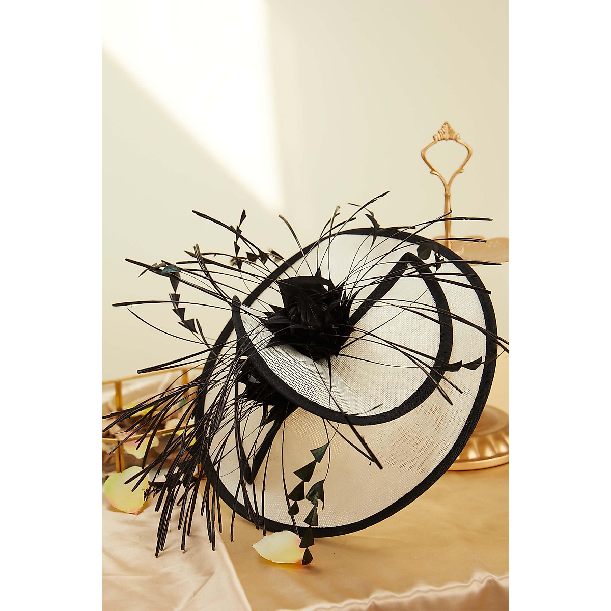 BABEYOND Fascinator Hat Feather Fascinators Hair Clip Kentucky Tea Party Derby Hat Fascinator for Bridal Wedding Party