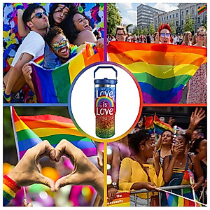 Pride Tumbler - Pride Gifts for Women Men - 30oz Rainbow Pride Month Insulated Tumbler with Handle and Flip Straw, Perfect LGBTQ Gifts for Lesbian/Gay/Bisexual