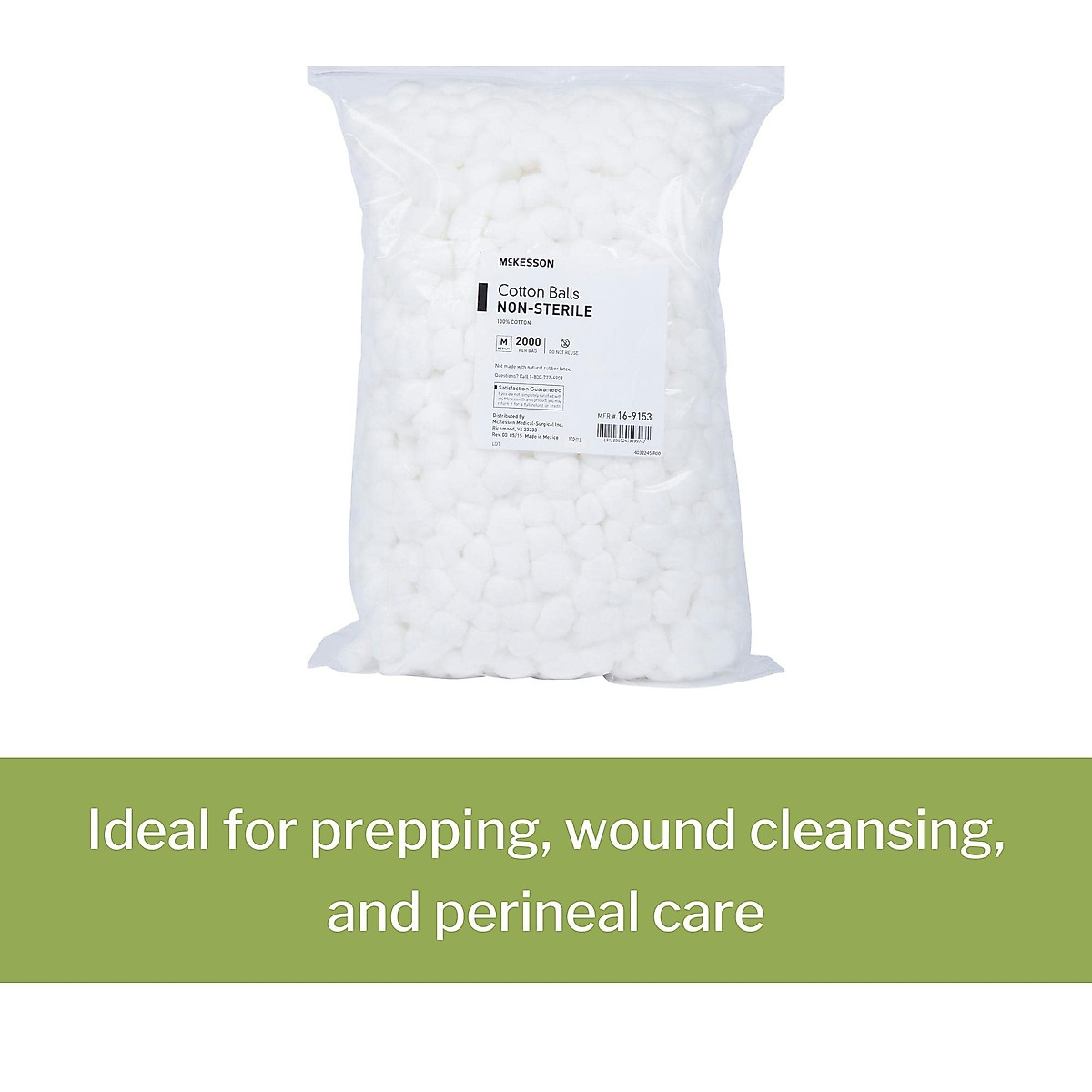 McKesson Cotton Balls [4000 Count] Bulk, 100% Pure Cotton Balls for Face, Nail Polish Remover, Makeup, Medium, 2000 Count, 2 Boxes