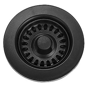 Serene Valley 3-1/2 inch Kitchen Sink Strainer Assembly with Stopper for Matching Color of Granite or Fireclay Sinks (Black)