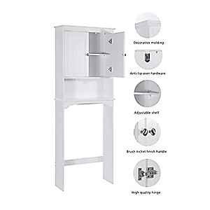 Spirich Home Over The Toilet Storage Cabinet, Bathroom Shelf Over Toilet, Bathroom Storage Cabinet Organizer, White