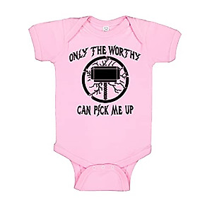 Sunray Clothing Only The Worthy Can Pick Me Up Thor Baby Onesie (12 Months, Red)