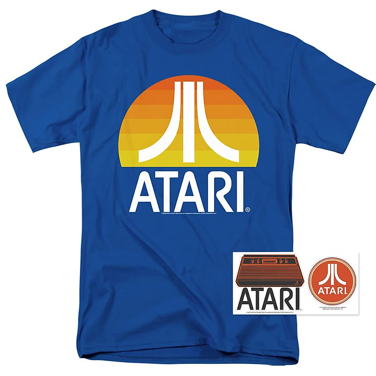 Popfunk Atari Video Game Retro Logo Vintage Gaming Console T Shirt & Stickers (XXX-Large) Blue