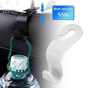 8sanlione Car Back Seat Headrest Hooks, 4PCS Vehicle Backseat Storage Organizer Hanger, Multifunctional Auto Headrest Hidden Hook Universal for Handbag Purse Backpacks Bags and Groceries (White)