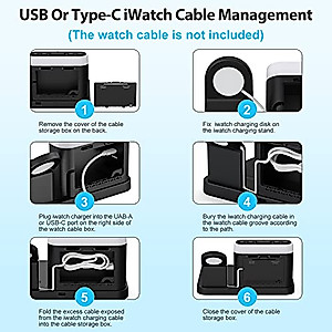 Wireless Charging Station, 5 in 1 Wireless Charger Stand with Alarm Clock, 7 Night Lights, Charging Dock for iPhone 14/13/12/11/Pro/Max/XR/XS/X/Samsung Phone, Apple Watch 8/7/6/5/SE, AirPods Pro/3/2/1