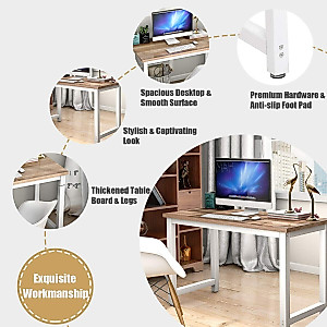 LEGENDARY-YES Laptop Computer Desk PC Table - Wood Workstation Study Writing Gaming Bench Home Office Furniture Tables for Bedroom
