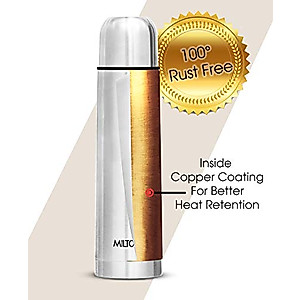 Milton Thermosteel Flip Lid Flask 500, Double Walled Vacuum Insulated 500 ml | 17 oz | 24 Hours Hot and Cold Water Bottle with Cover, 18/8 Stainless Steel, BPA Free, Food Grade, Leak-Proof | Silver