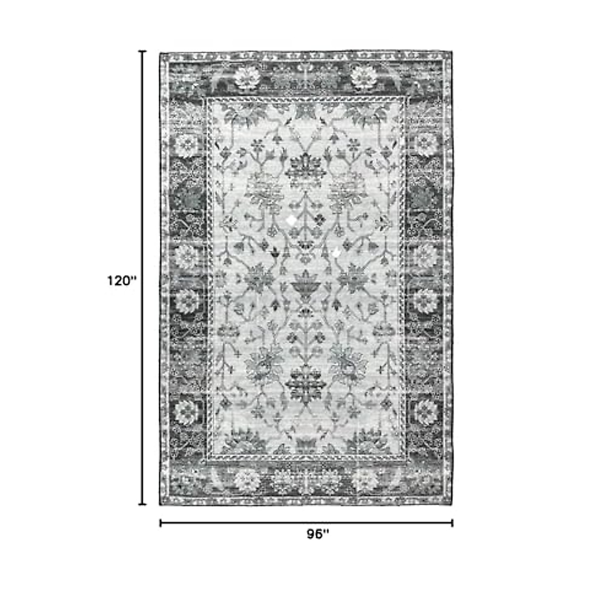NEATIIP Washable Bohemian 8x10 Area Rug, Suitable for Bathroom for Bedroom Living Room Kitchen Outdoor The Boho Printed Area Rugs, Non-Slip Backing Washable Rug Grey2