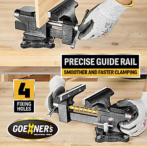 [Upgraded] Bench Vise 6” - Table Vice For Workbench, Utility Vise with Heavy Duty Cast Iron, Multi-Jaw, 270 Degree Swivel Base, Larger Anvil, Easy Adjustment for Woodworking, Workshop DIY Uses