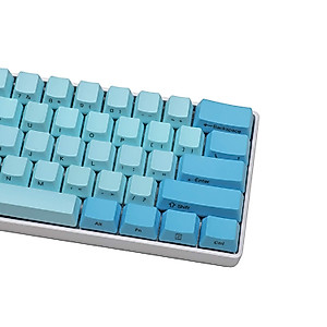 YMDK 61 ANSI Custom 60% KEYCAPS OEM Profile Thick PBT KEYCAP Set Suitable for Cherry MX Switches Mechanical Gaming Keyboard (ONLY KEYCAP) (Dark-Light Blue Side Print)