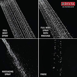 Delta Faucet Arvo 14 Series Single-Handle Tub and Shower Trim Kit, Shower Faucet with 4-Spray In2ition 2-in-1 Dual Hand Held Shower Head with Hose, Matte Black 144840-BL-I (Valve Included)