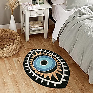 Beeiva Cute Evil Eye Area Rug 2x3 Small Washable Entryway Rug Non-Slip Door Mat Accent Throw Rugs Indoor Floor Carpet for Kitchen Bedroom Bathroom (Black/Multi, 2x3ft)