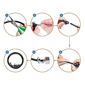 Misting Cooling System,32.8FT (10M) Misting Line 6 Stainless Steel Mist Nozzles 6 Connector Outdoor Cool Mister for Patio Garden Umbrellas Greenhouse Fan Trampoline Waterpark