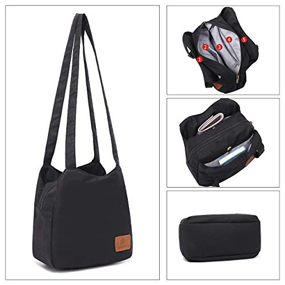 Small Mini Shoulder Bag Hippie Top Zip Cotton Sling Bag Jacquard cloth Handmade Bags… (Black)