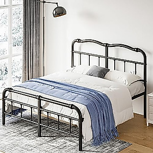 EZBeds Cal King Bed Frame with Headboard and Footboard, 14 Inch High, Heavy Duty Bed Frame No Box Spring Needed, Easy Assembly, Noise-Free, Under Bed Storage, Black