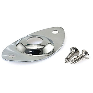 E-outstanding Oval Jack Plate Metal Indented Curved Football Shape Output Socket Plug Plate With Screws for Guitar Bass Silver