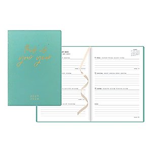 Letts of London Inspire Academic Weekly/Monthly Planner, August 2023 to July 2024, Week-to-View, Sewn Binding, Multilingual, A5 Size, 8.25" x 5.875", Green (C031389-24)