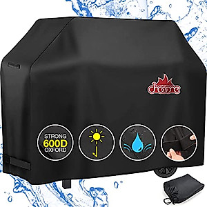 Chooone 58 Inch Grill Cover, Heavy Duty Waterproof Barbecue Gas Grill Cover, Windproof, UV and Fade Resistant, 600D BBQ Grill Cover for Weber Brinkman Char-Broil and More, Black Cover