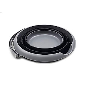 SAMMART 5L (1.32 Gallon) Collapsible Plastic Bucket - Foldable Round Tub - Portable Fishing Water Pail - Space Saving Outdoor Waterpot (5L Round, Grey/Black)