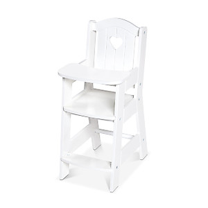 Melissa & Doug Mine to Love Wooden Play High Chair for Dolls, -Stuffed Animals - White (18H x 8W x 11D Assembled)