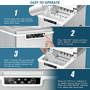 COSTWAY Countertop Ice Maker, 26LBS/24H Portable Electric Ice Machine, 9 Bullet Ice / 7 Mins, Intelligent Alarm System, with Ice Scoop and Basket, for Homes, Offices, Restaurants, Bars (Silver)