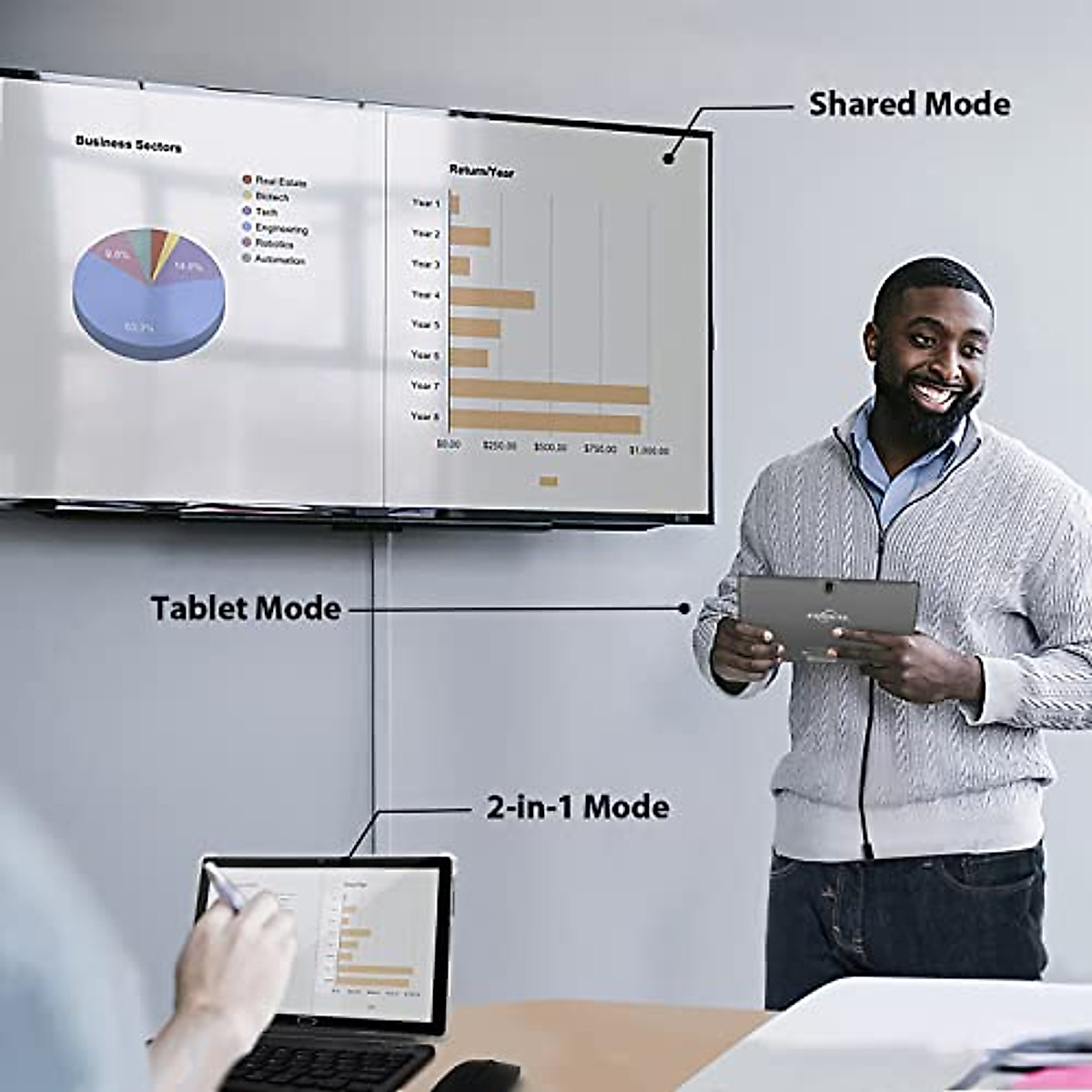 Android 11 Tablet, 2 in 1 Tablet 10.1 inch, 4G Cellular Tablet with Keyboard, Octa-Core, 64GB Storage, 4GB RAM, Mouse, Stylus, Case, Support Dual Sim Card, 13MP Camera, WiFi, Bluetooth, GPS (Gray)