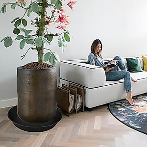 Bleuhome 3 Pack of 20 22 inch Plant Saucer (19.2 Inch Base), 3.6" Depth Tray, Large Deep Garden Plastic Flower Plant Trays for Indoors Outdoor, Tray for Planter 19-23" (Black)