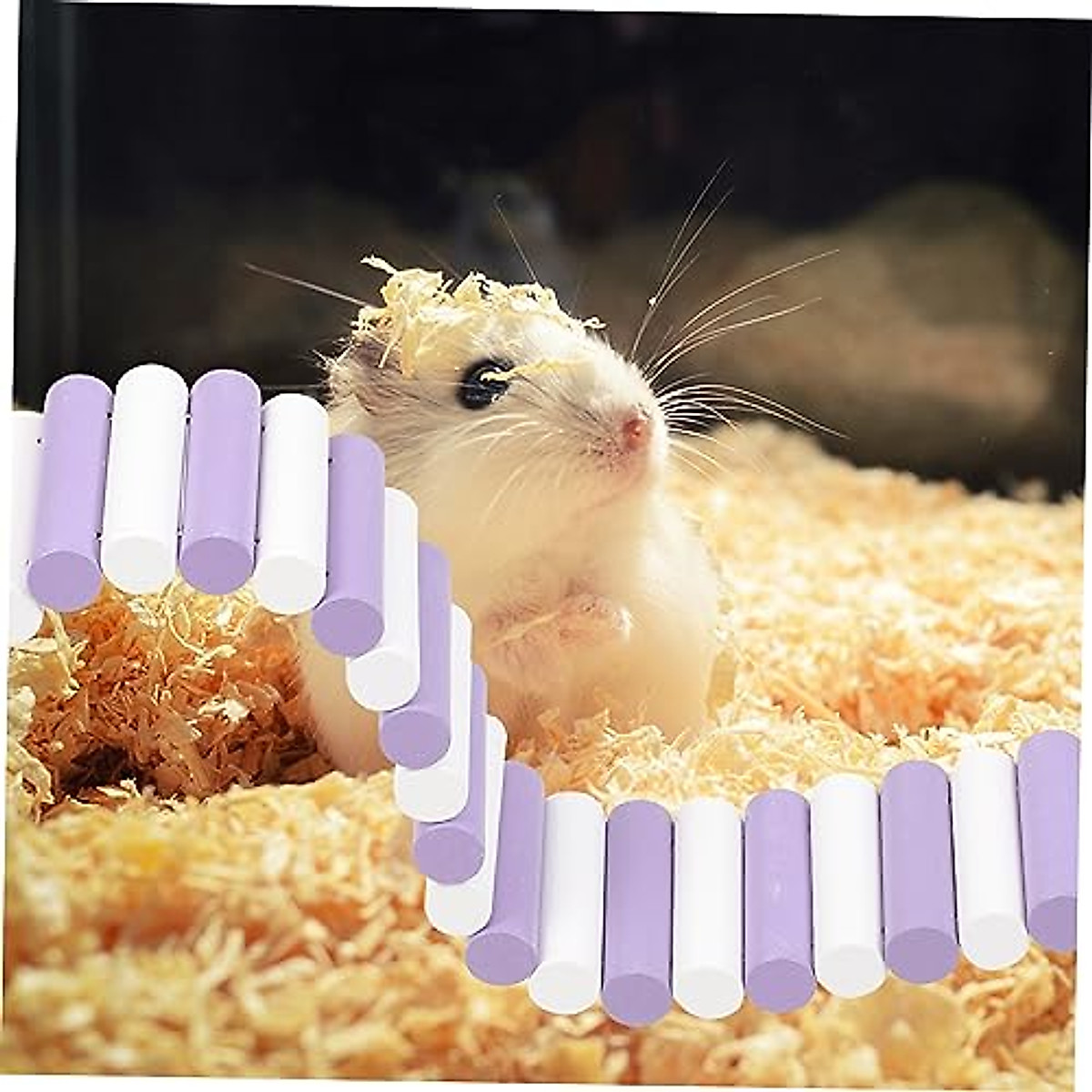 FUOYLOO Hamster Climbing Ladder Pet Toys Chew Toys Chinchilla Chew Toys Wood Rat Ladder Small Animal Climbing Toys Ladder Bridge Hanging Hamster Swing Hamster Accessory Blue Parrot