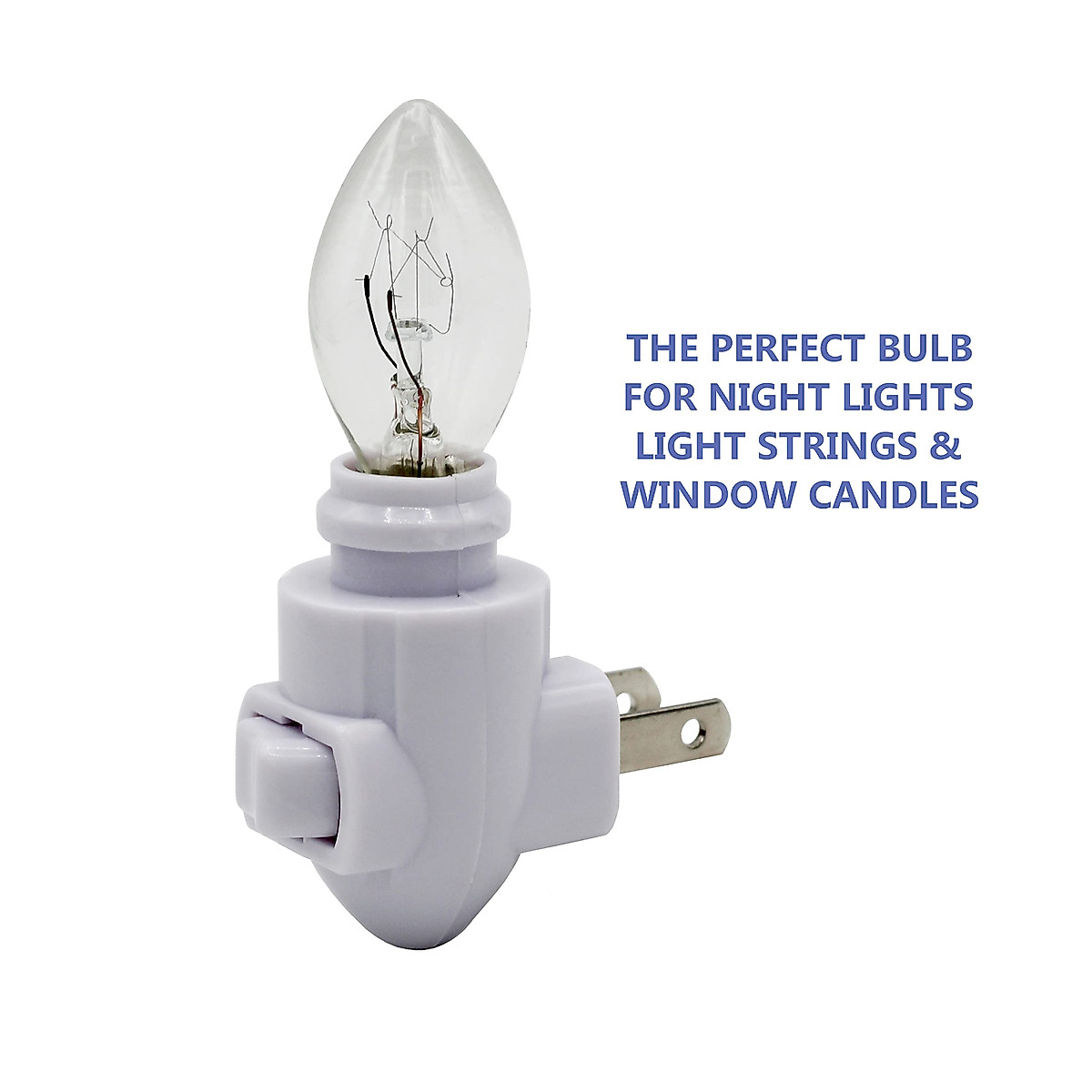 Creative Hobbies (25 Pack Night Light Bulbs, C7, Clear, Steady Burning, 4 Watt, Candelabra Base E12 (Chandelier Size Base)