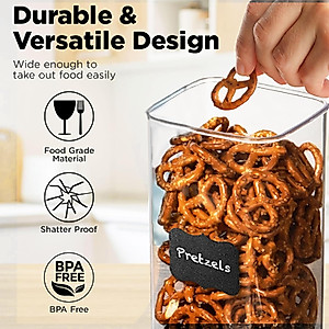 Shazo Airtight Food Storage Containers with Lids - 6 PC BPA Free Clear Plastic Cereal Containers with Easy Lock Lids for Kitchen and Pantry Organization for Snacks and Pasta - 1.2 L