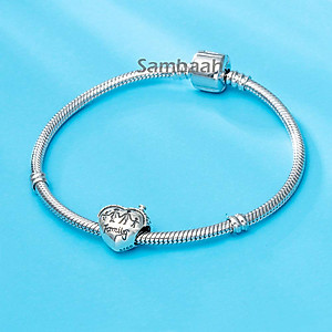 Sambaah Family Charm Sterling Silver Heart Shape House Charm Love Makes a Family Home Charm for Bracelets