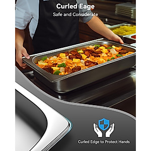 ZeroPone Hotel Pan 6" Deep Steam Table Pan 6 Pack Full Size 20.8" L x 12.8" W Hotel Pan 22 Gauge Stainless Steel Anti Jam Steam Table Pan