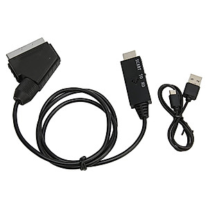 Scart to Converter Adapter, 1080P 60Hz HD Video, USB Power Cable, Plug and Play, for VHS DVD CRT TVs