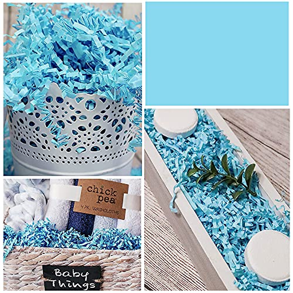AIRGAME Crinkle Cut Paper Shred Filler (1/2 LB) for Gift Wrapping & Basket Filling - Light Blue.