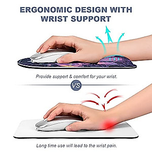 SEPTYK Magic Mushrooms Psychedelic Art Pattern Ergonomic Mouse Pad with Wrist Support Rest Gel Non-Slip Rubber Base Mousepad for Computer Laptop Home Office Gaming Pain Relief