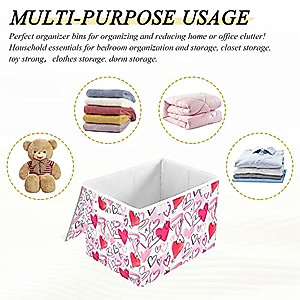 xigua Valentine's Day Storage Bins with Lids and Carrying Handle,Foldable Storage Boxes Organizer Containers Baskets Cube with Cover for Home Bedroom Closet Office Nursery