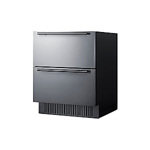 Summit Appliance SPR275OS2D 27" Wide 2-Drawer All-Refrigerator, 4.83 cu.ft; Stainless Steel Drawers; Wweatherproof; Frost-free; LED Lighting; Digital Thermostat; Drawer Dividers