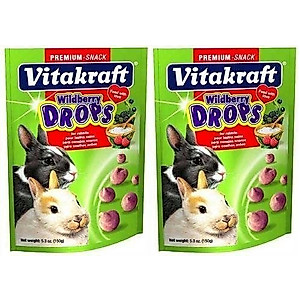 (2 Pack) Vitakraft Wildberry Drops Treats For Pet Rabbits, 5.3 Ounces Per Pack