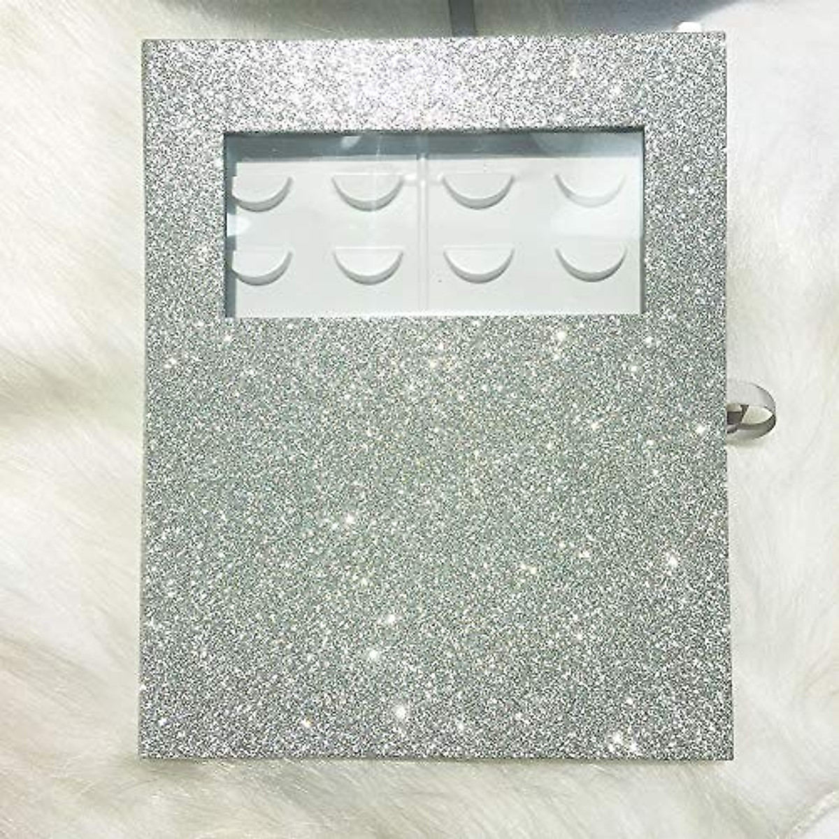 Eyelash Storage Book, 16 Pairs Lash Storage Organizer, Glitter Paper Eyelash Display Case, Portable Makeup Flash Lash Empty Box