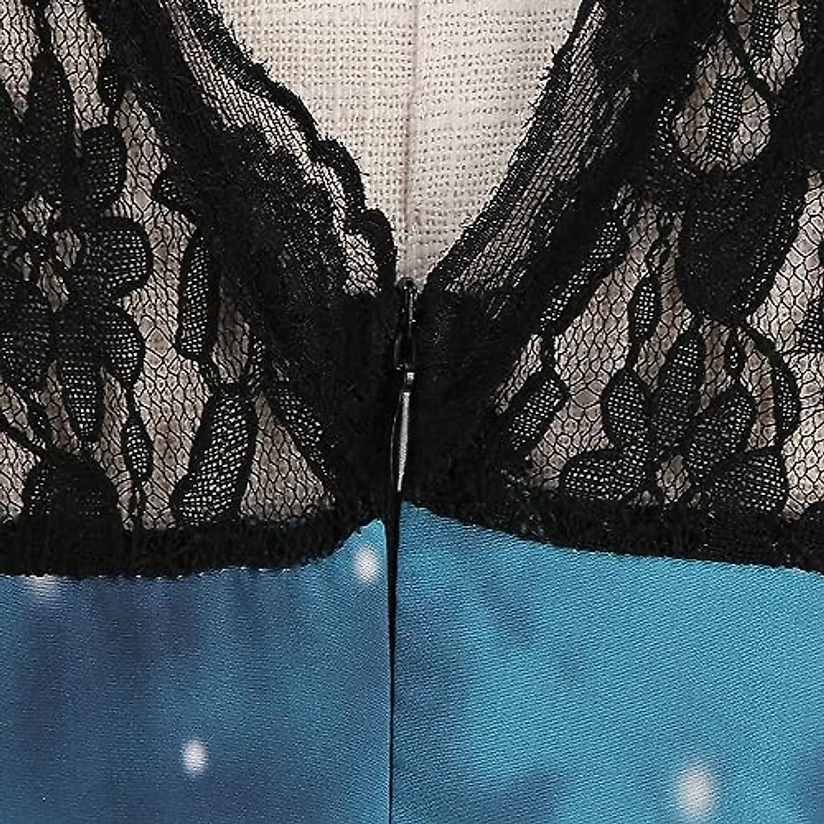 Halloween Costumes for Women Scary Funny Skeleton Swing Dress Lace Short Sleeve Flared Dresses Holiday Party Dress Sky Blue