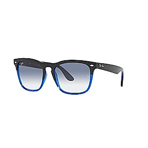 Ray-Ban RB4487 Steve Square Sunglasses, Black on Transparent Blue/Clear Gradient Light Blue, 54 mm